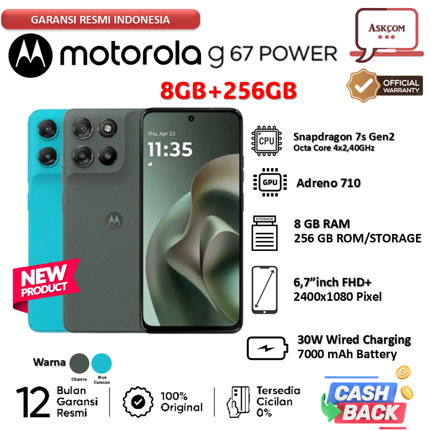 Jual Motorola G67 Power 5G 8GB/256GB Snapdragon 7s Gen2 7000mAh 50MP ...