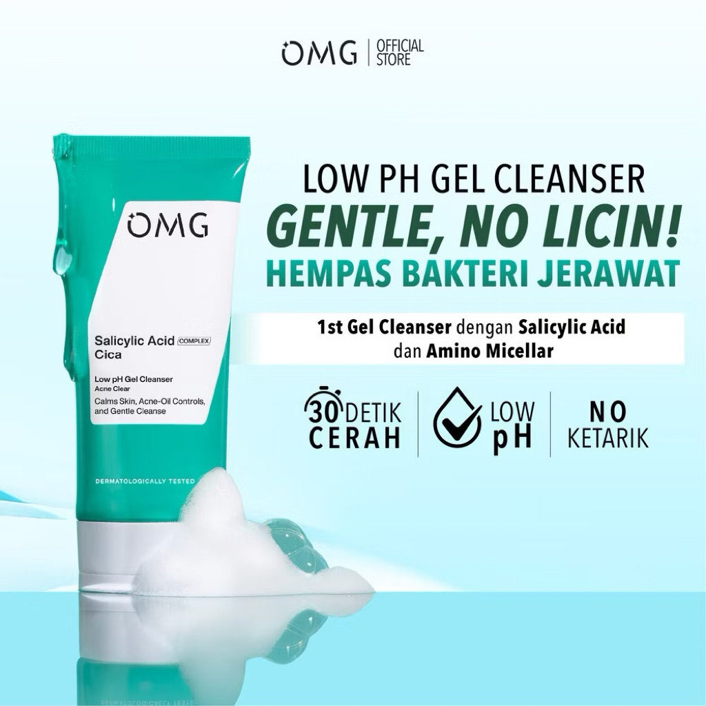 Jual OMG Oh My Glow Salicylic Acid Cica Low pH Gel Cleanser 70 ml | Shopee Indonesia