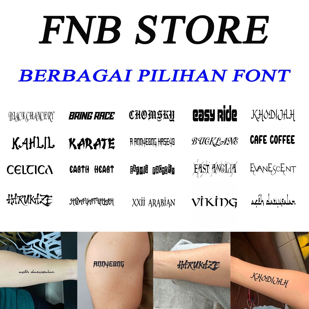Jual Tato temporer, tatoo temporary, Sticker tato, tato tulisan, tatoo ...