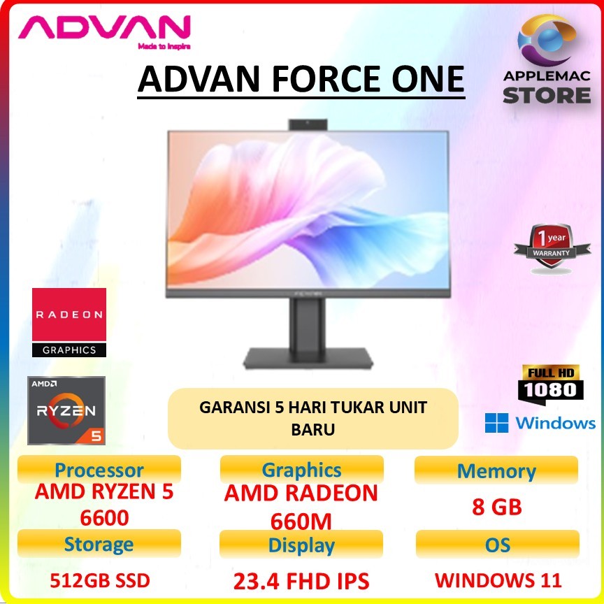 Jual ADVAN AIO FORCE ONE A24A RYZEN 5 6600U 8GB 512GB RADEON 660M W11 ...