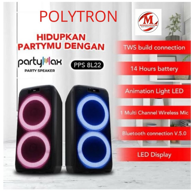 Jual Speaker Polytron Party box PPS 8L22 Portable Bluetooth PPS8L22 ...