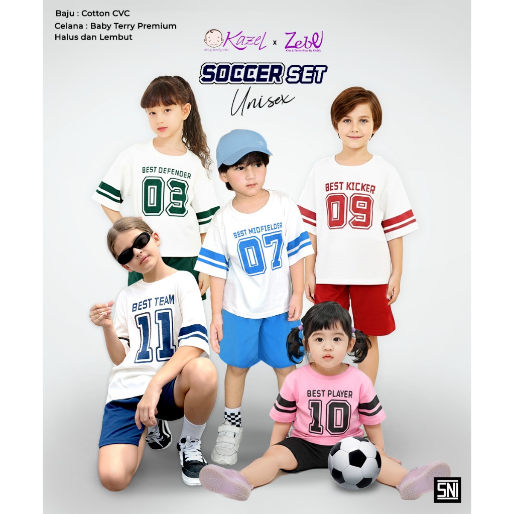 Jual KAZEL Zebe Setelan Pendek Soccer Set Unisex (1 Stel) 6Bulan ...