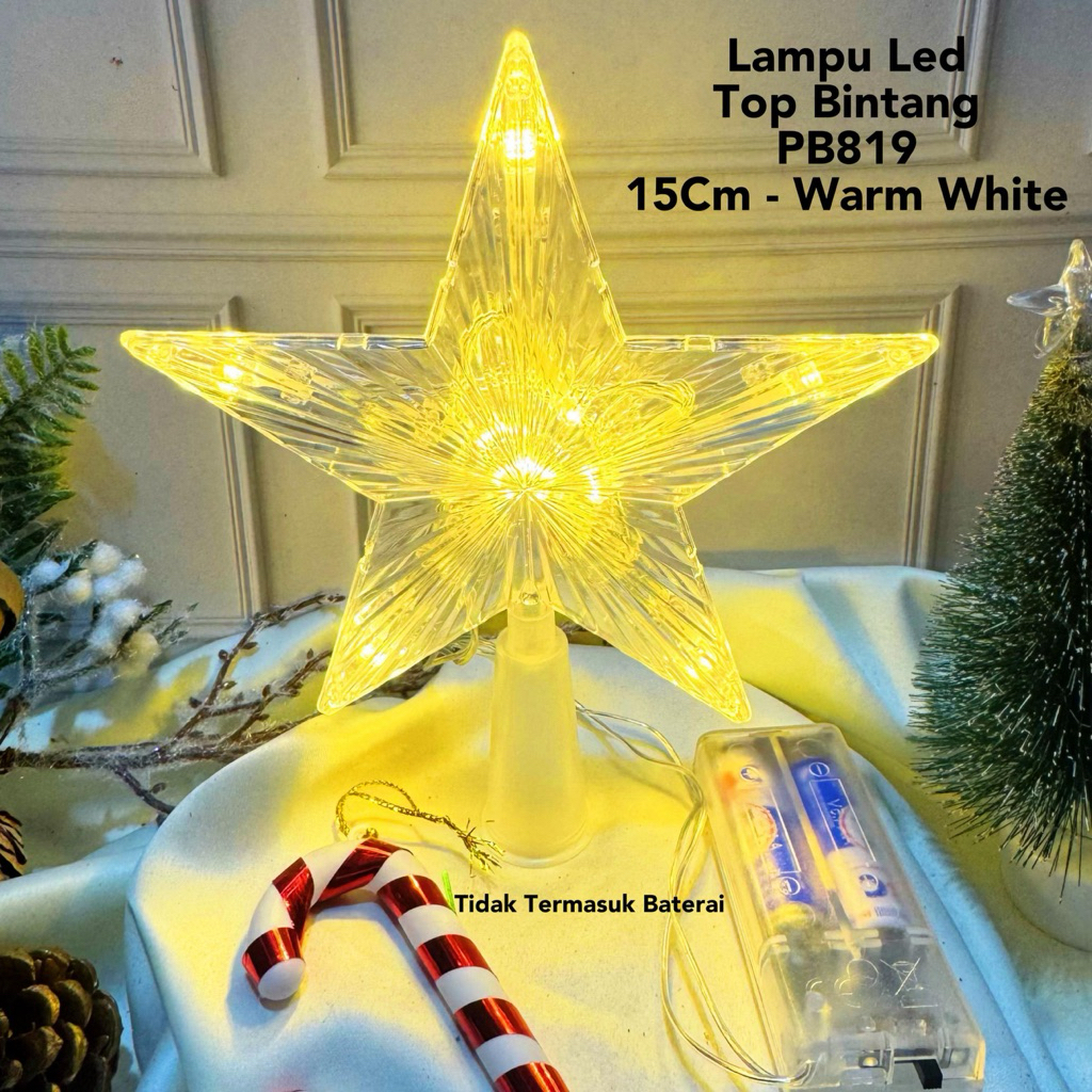 Jual Bintang Lampu LED Terbaru 2025 Dekorasi Pohon Natal Uk.15 cm - TOP ...