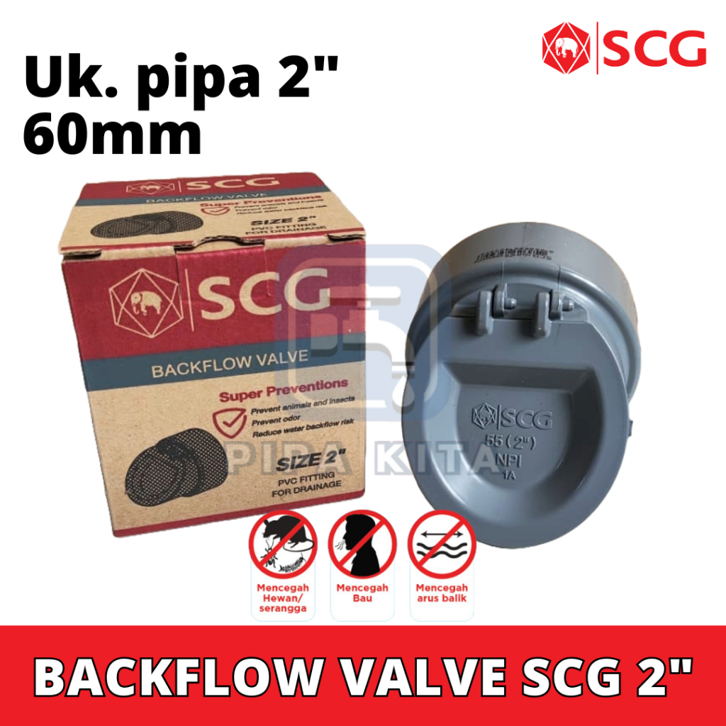 Jual Back Flow Valve PVC 2 Inch SCG Tutup Pipa Air Pembuangan Got Anti ...