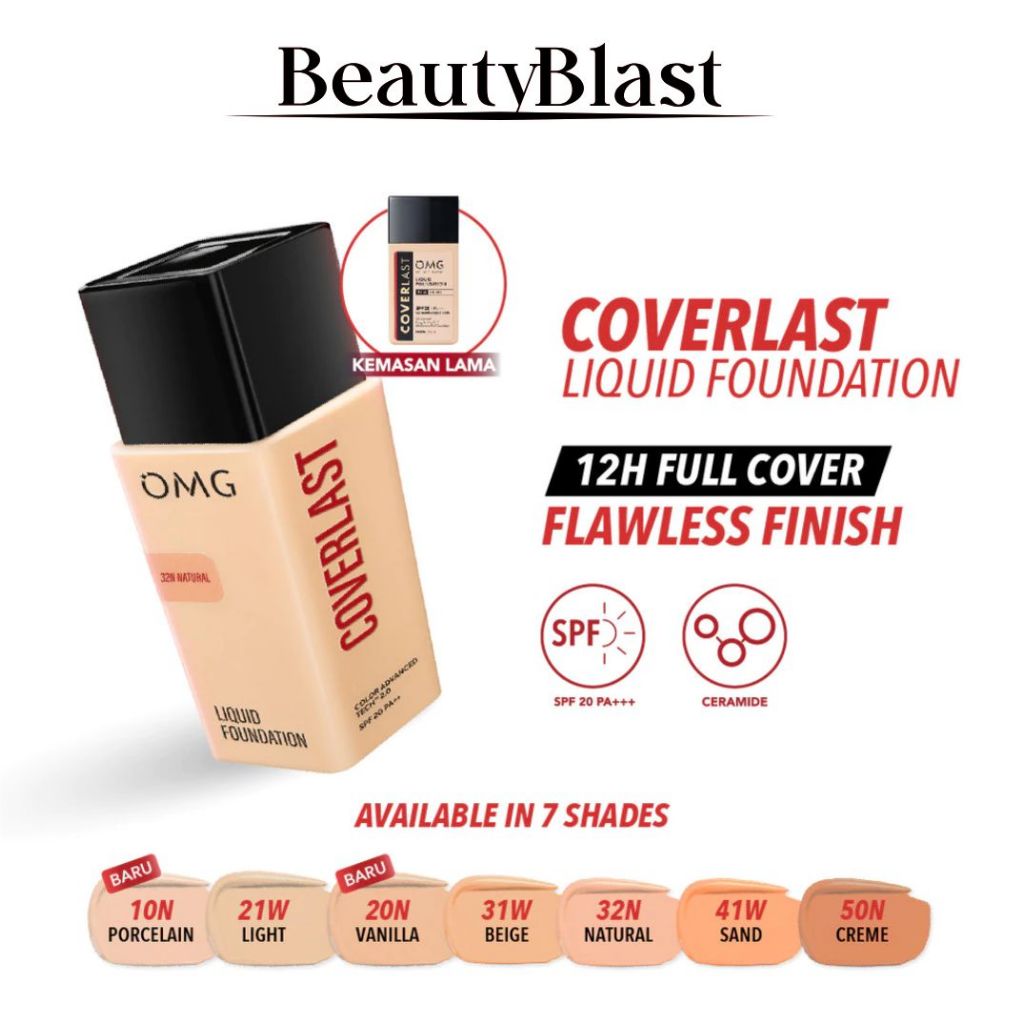 Jual OMG Oh My Glam Coverlast Liquid Foundation - Flawless Coverage ...