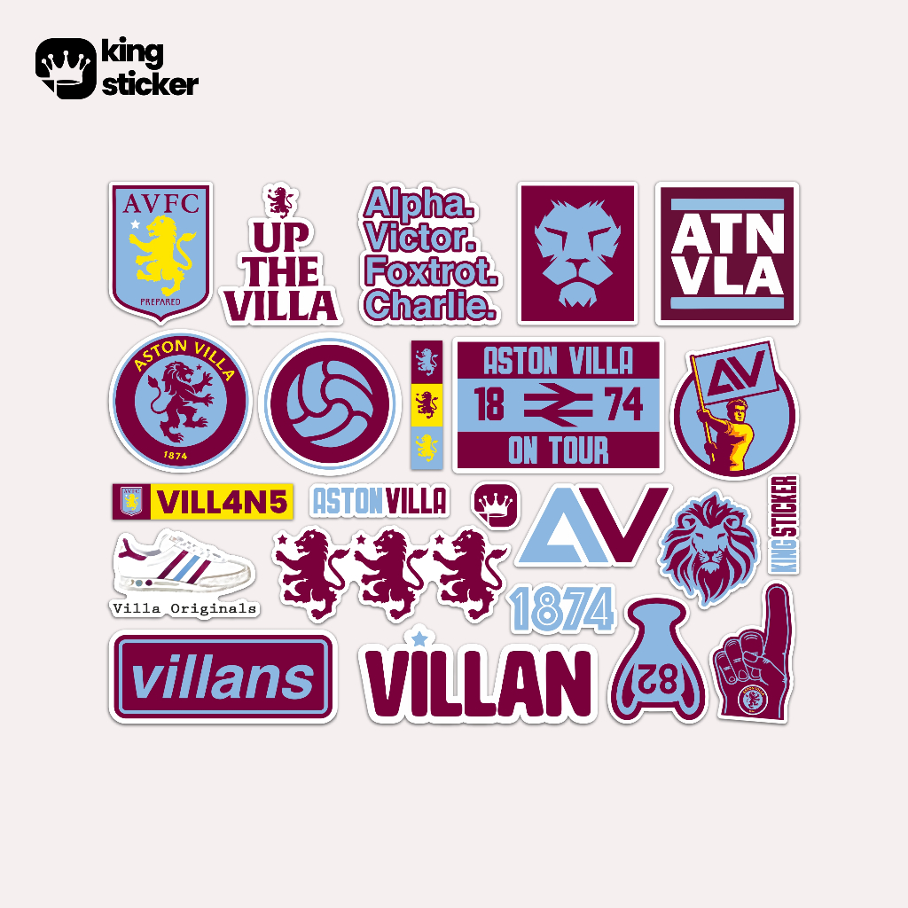 Jual King Sticker STICKER PACK ASTON VILLA SERIES 21pcs LAMINASI GLOSY ...
