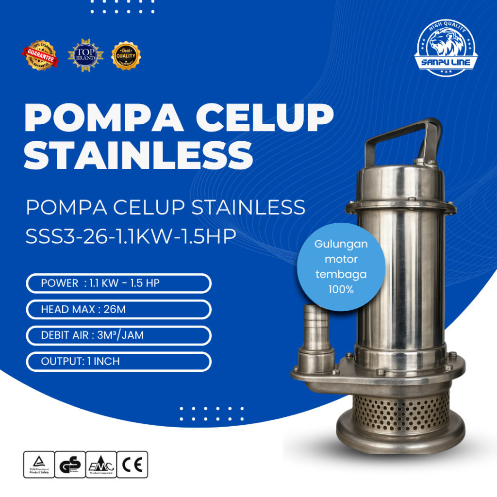 Jual Sanpu Line - Pompa Celup Stainless Steel Anti Karat SSS3-26-1.1KW ...