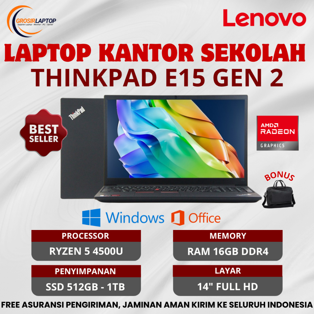 Jual PROMO Laptop Lenovo Thinkpad E15 Ryzen 5 - 4500U Ram 16GB Ssd 1TB ...