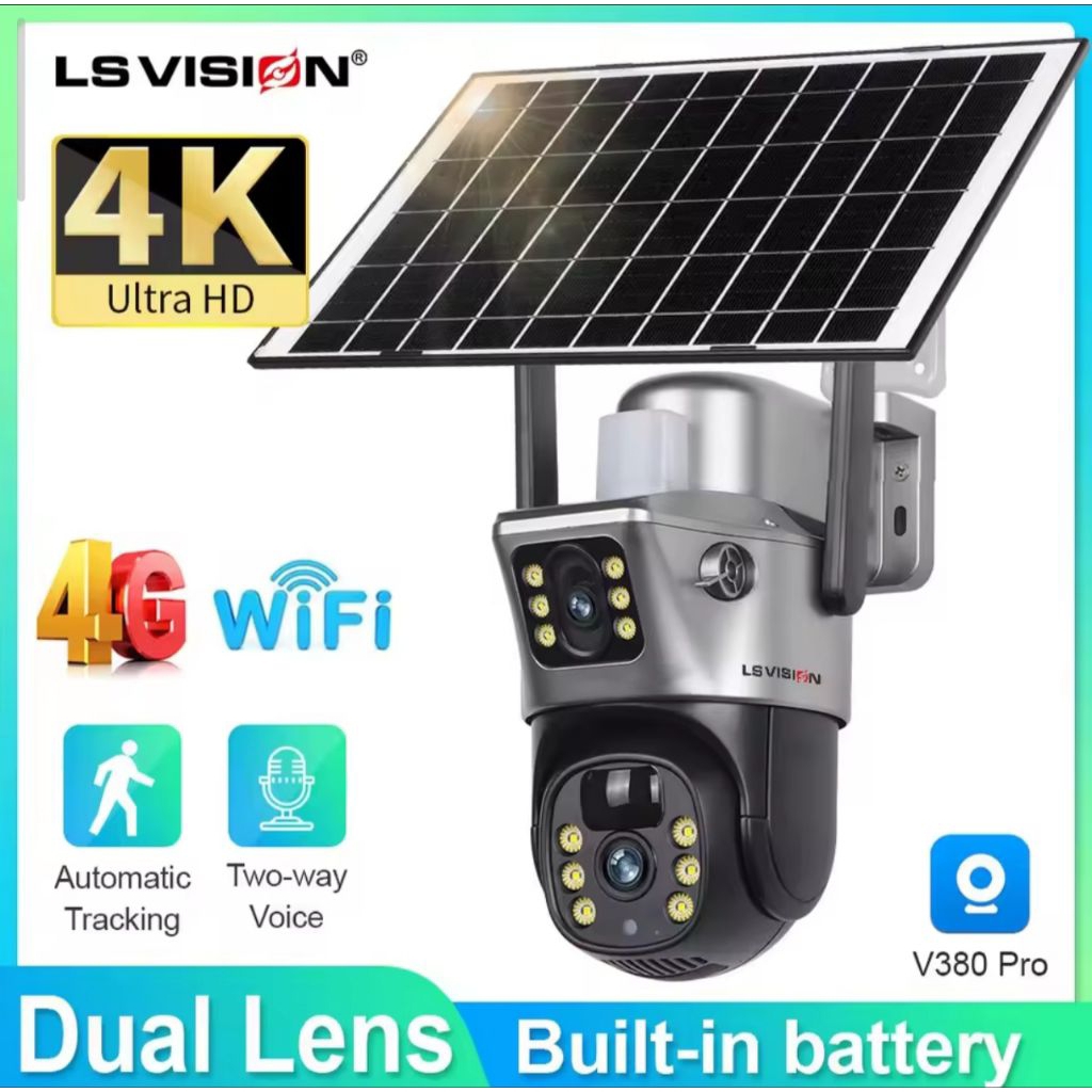 Jual CCTV SIM CARD 4G Outdoor Dual Camera Panel Surya APP V380 Pro ...