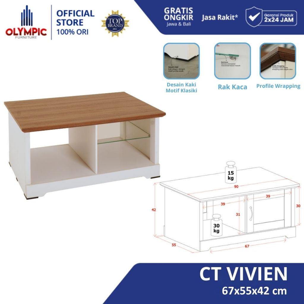 Jual Olympic CT VIVIEN / Coffee Table / Meja Tamu / Meja Kopi Minimalis ...