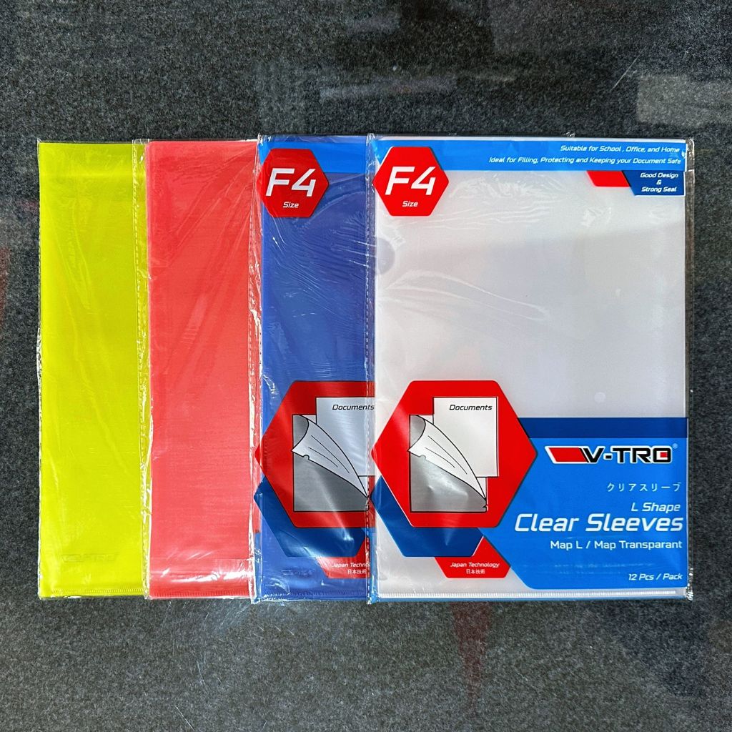 Jual Map L Plastik Bening F4 V-TRO Clear Sleeves Transparan Isi 12 pcs ...