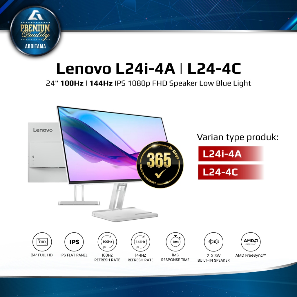 Jual Monitor LED Lenovo L24i-4A 24" 100Hz | L24-4C 24" 144Hz IPS 1080p ...