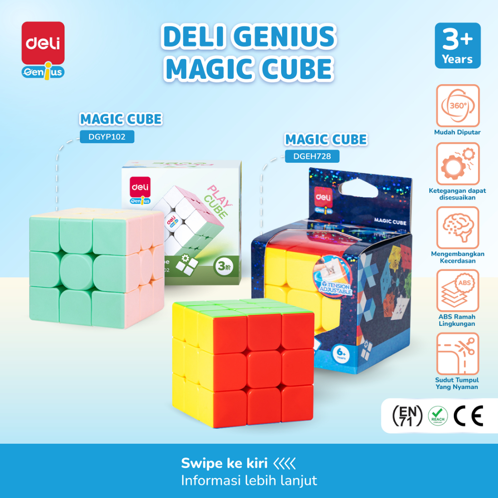 Jual Deli Genius Rubik 3x3x3 Kubus Rubik Magic Cube Mainan Edukasi Anak ...