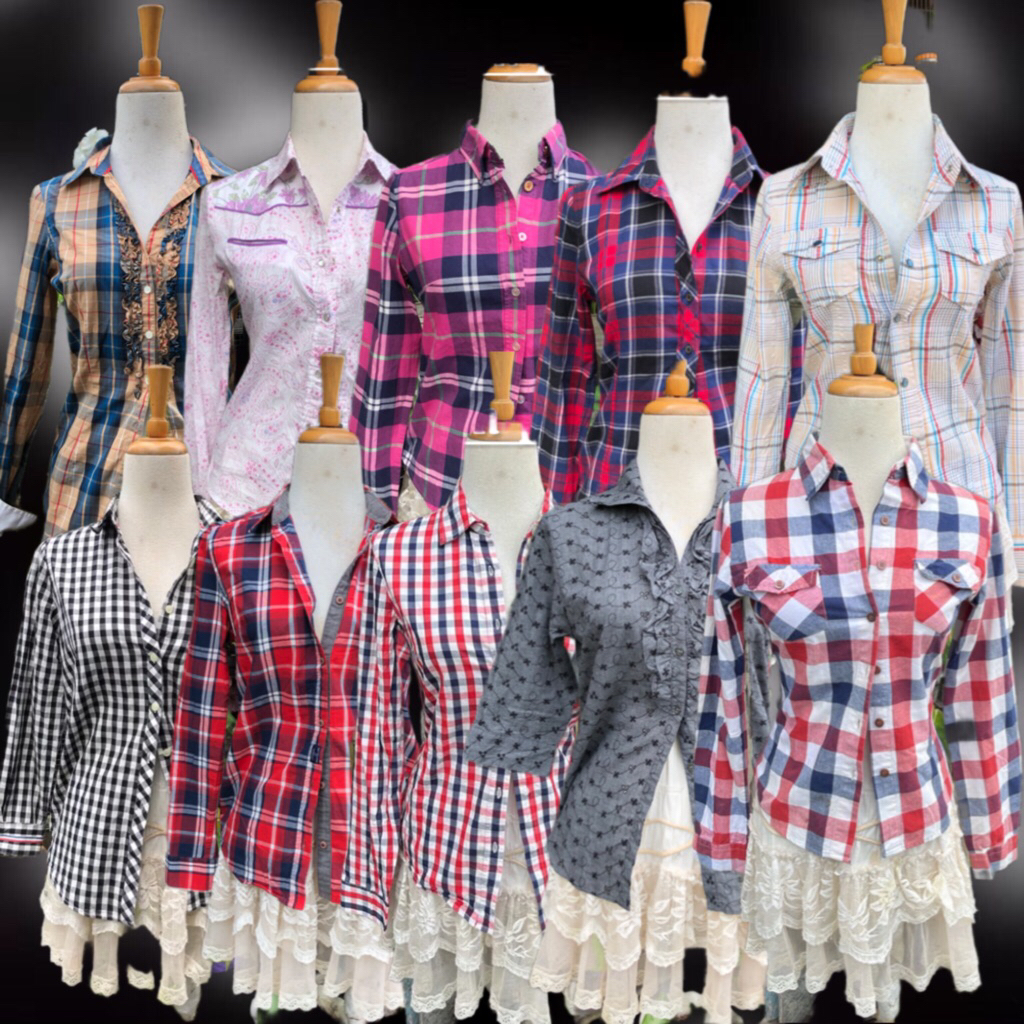Jual Kemeja y2k, fited top, kemeja tartan, kemeja kotak kotak, kemeja ...