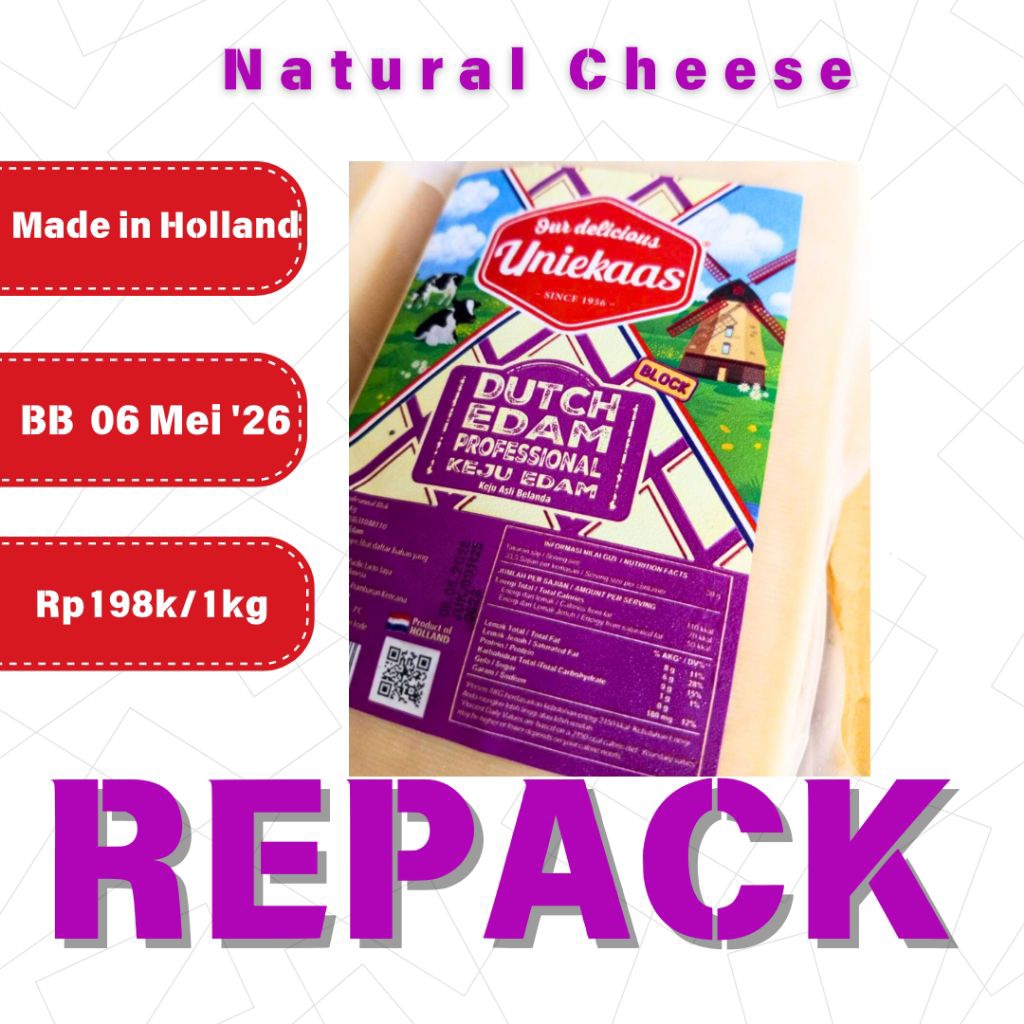 Jual REPACK KEJU EDAM UNIEKAAS MATURE PENGGANTI KEJU BOLA NATURAL ...