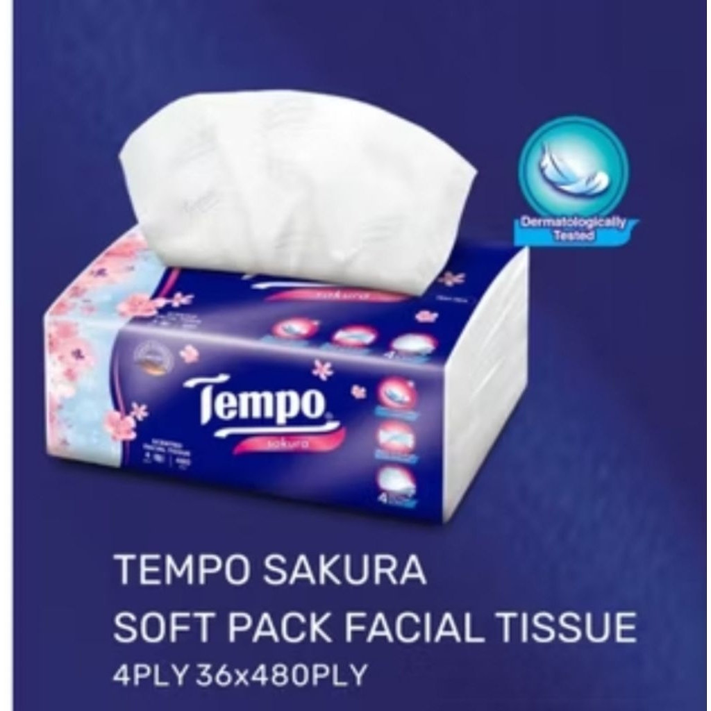 Jual Tempo Sakura Soft Pack Facial 4Ply Premium Tissue 480 Ply | Shopee ...