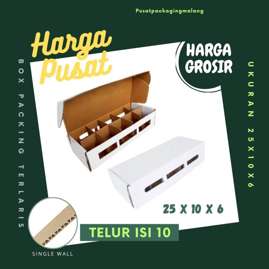 Jual Kardus Telur Isi 10 25x10x6 LS EFlute Box Kemasan Endok Sekat ...