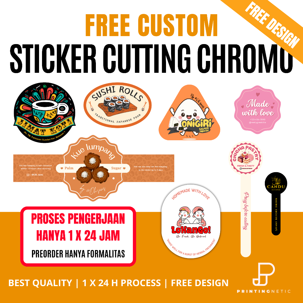 Jual (FREE DESIGN) Custom Sticker Cutting Bentuk Apa saja | Shopee ...