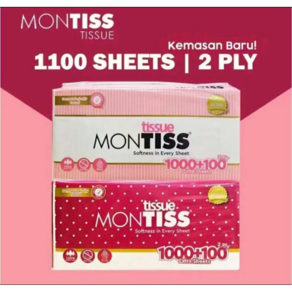 Jual MONTISS TISSUE 1000 + 100 SHEETS 2 PLAY PROMO | Shopee Indonesia