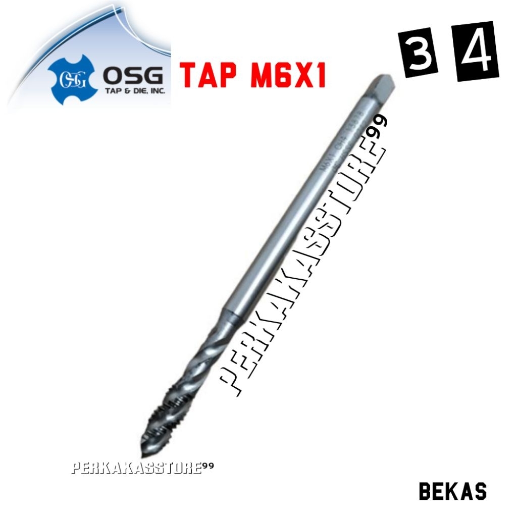 Jual OSG Tap Spiral M6×1 Tap Mesin Tap Long m6 × 1.0 Hss Long 100mm ...