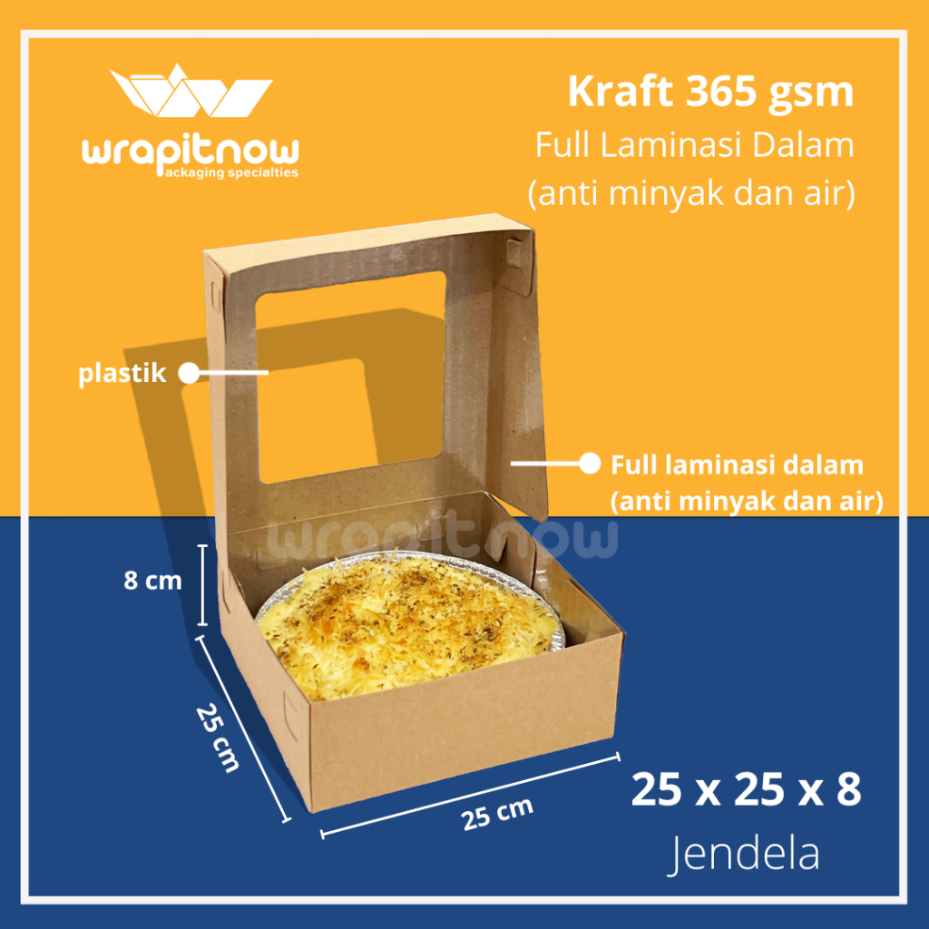 Jual Dus Kraft 25x25x8 Box Bolu Chiffon Nasi Kotak Berkat Puding Kue ...