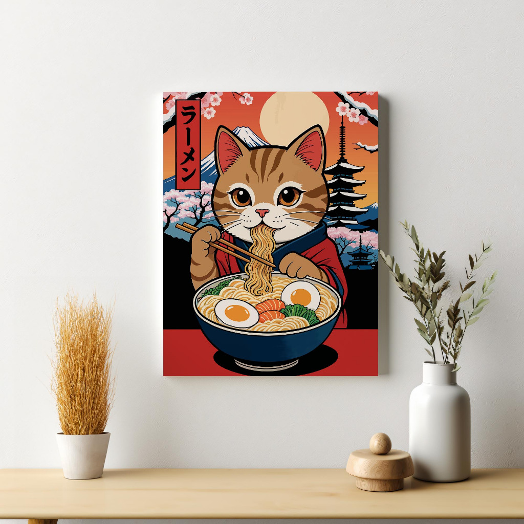 Jual Poster Kucing Cat Ramen Dekorasi Bingkai Kayu Pajangan Dinding ...