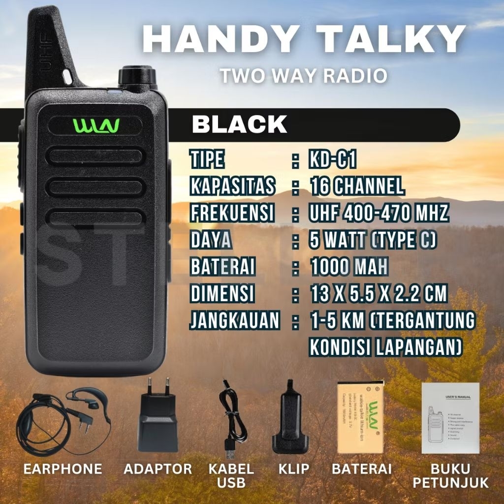 Jual WLN Walkie Talkie Full Set UHF KD C1 | Two Way Radio Handy Talky ...