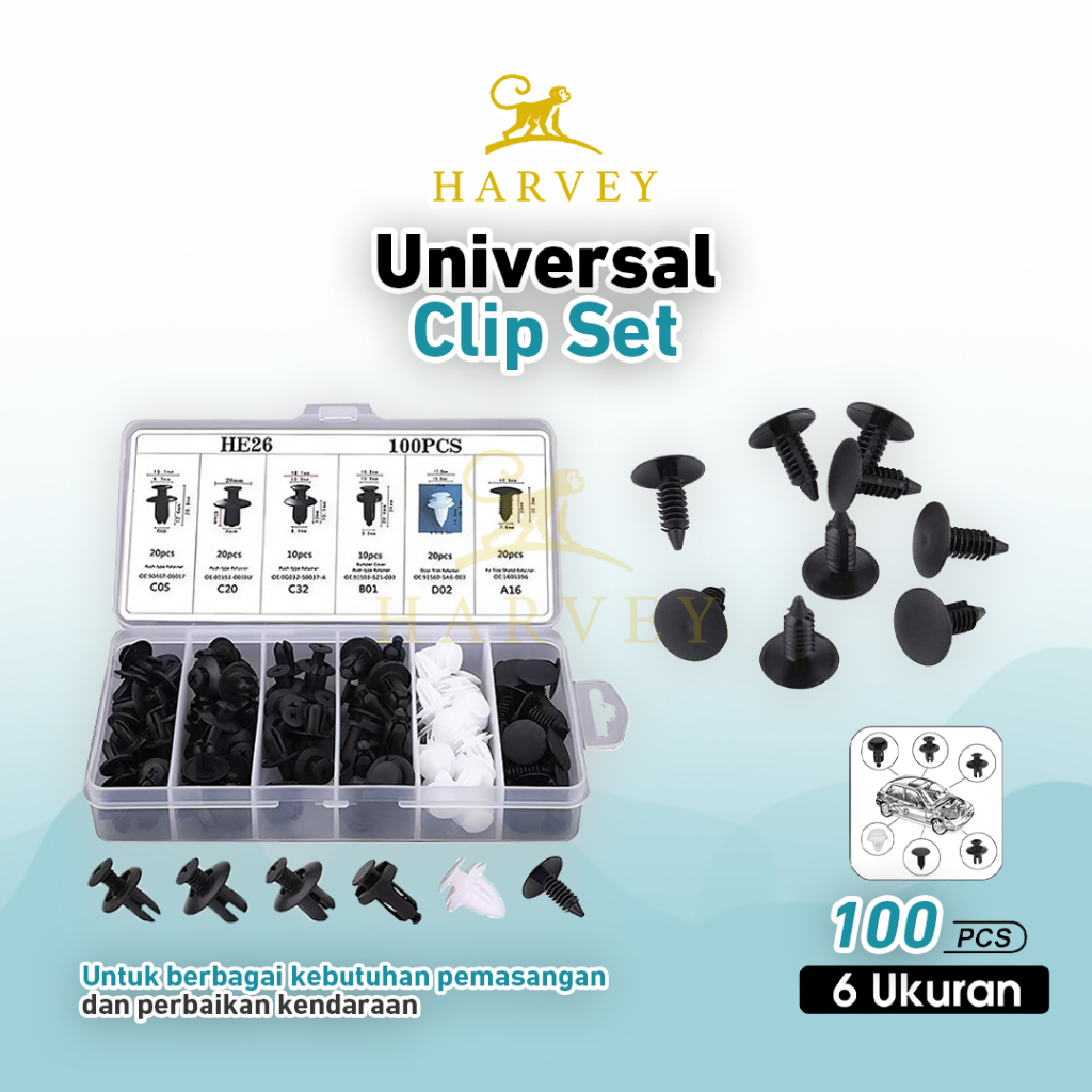 Jual Universal Clip Set - 100 PCS (6 Ukuran) | Universal Klip Bumper ...
