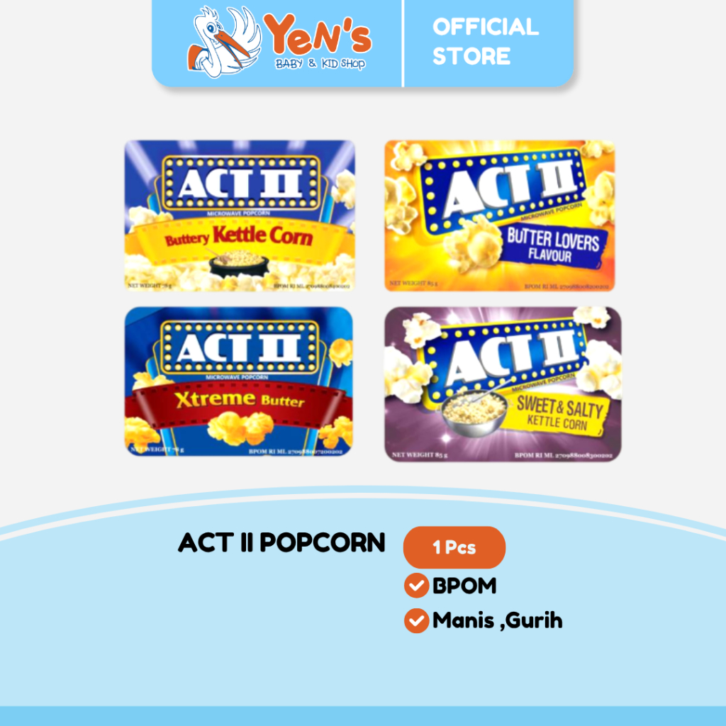 Jual ACT II Microwave Popcorn Caramelo, Sweet & Salty, Butter, Cheddar ...