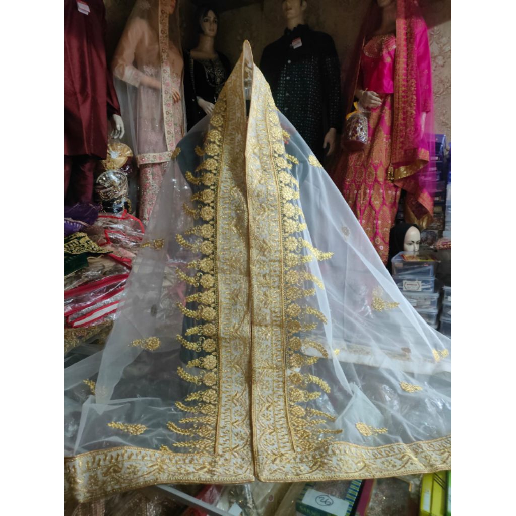 Jual #TjM245 Selendang Pengantin Premium Full Bordir Payet Original ...