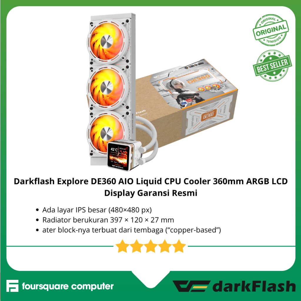Jual Darkflash Explore DE360 AIO Liquid CPU Cooler 360mm ARGB LCD Display Garansi Resmi | Shopee ...