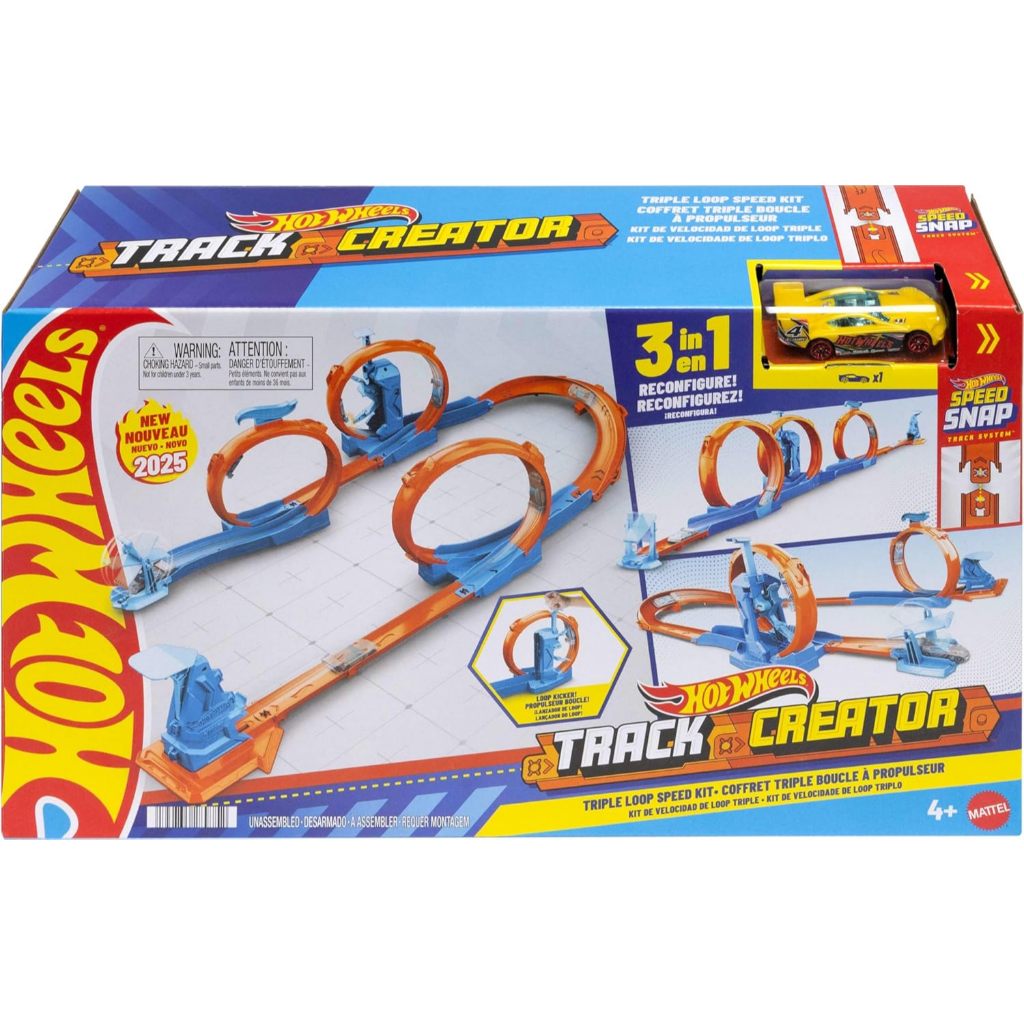Jual Hot Wheels Toy Car Track Set, Triple Loop Pack & Track-Building ...