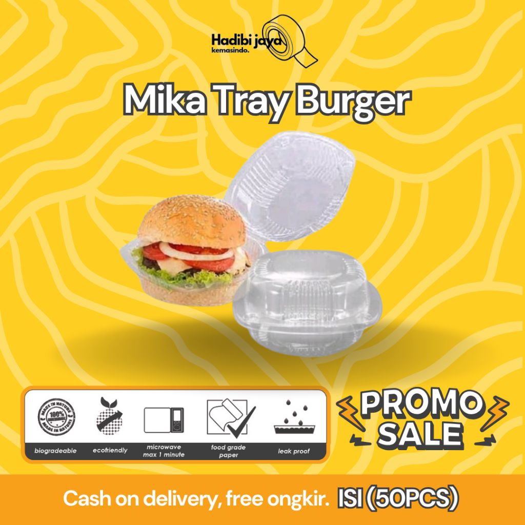 Jual Mika burger/tempat burger bening murah ISI (50PCS) | Shopee Indonesia