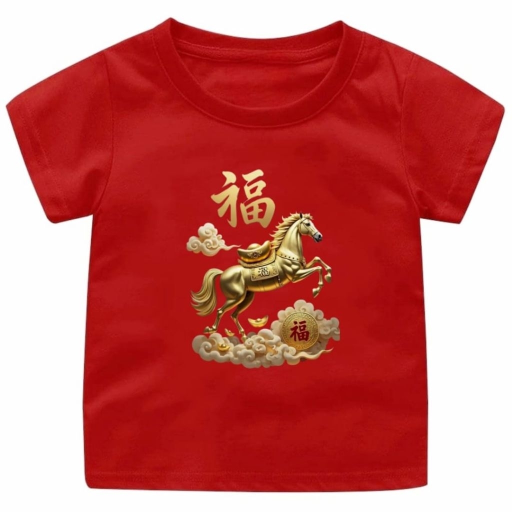 Jual Baju Kaos Atasan Imlek Anak Dan Dewasa CNY 2026 Tahun Sio Kuda ...