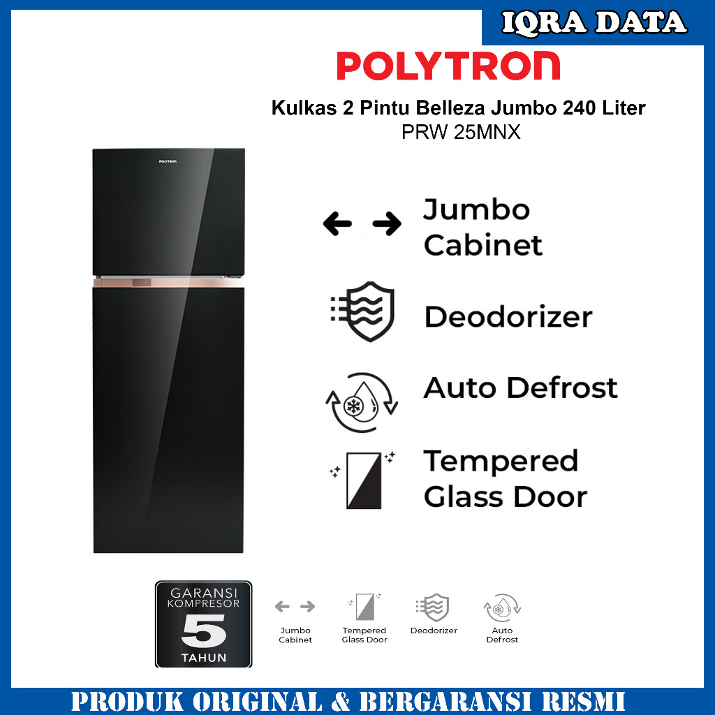 Jual Kulkas Polytron 2 Pintu Jumbo 240 Liter PRW 25 MNX Tanpa Bunga Es ...