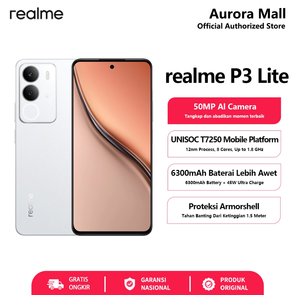 Jual realme P3 Lite 4/128GB (4+8GB Extended RAM) 6300mAh Baterai Besar ...