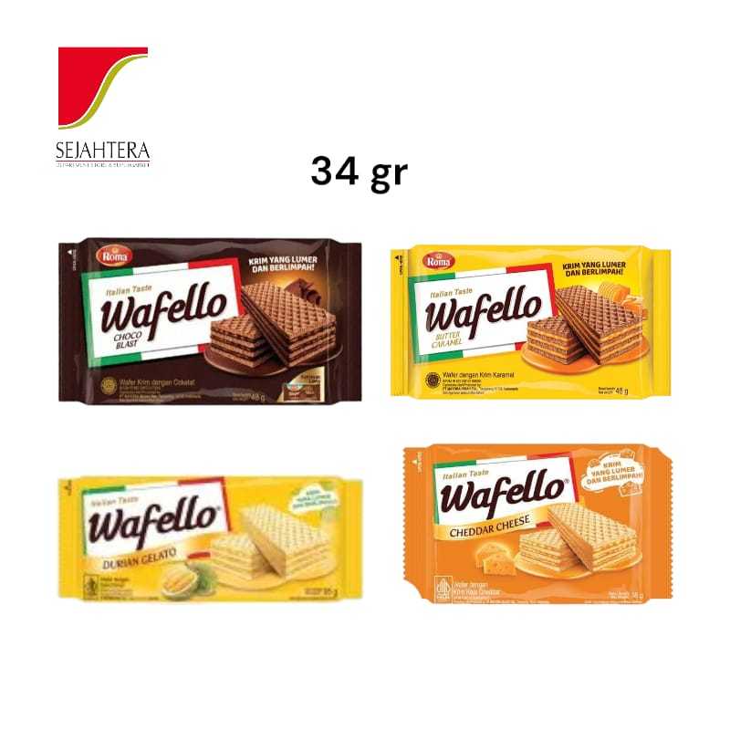 Jual ROMA Wafello Wafer Krim All Varian - Durian Gelato, Butter Caramel ...