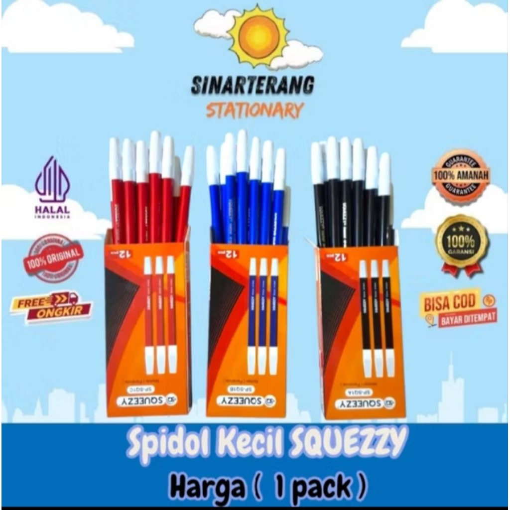 Jual Spidol Kecil Squeezy Hitam/biru/merah 1 Lusin (12 Pcs) | Shopee ...