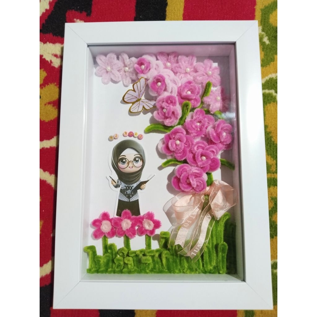 Jual Bunga frame kawat bulu | frame custom | hadiah hari guru | hadiah ...