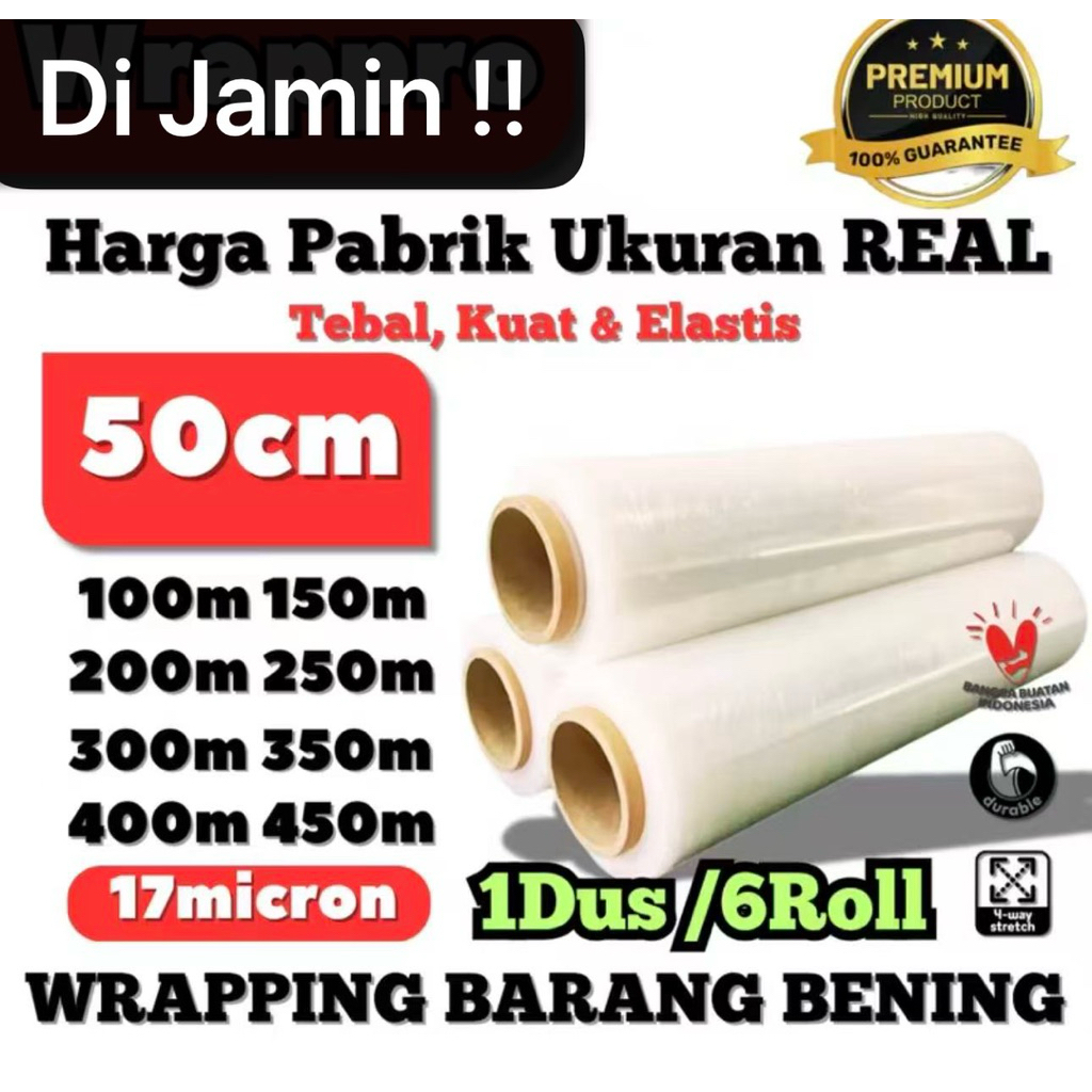 Jual Plastik Wrapping Barang Bening Lebar 50 x 300 Meter / Stretch Film ...
