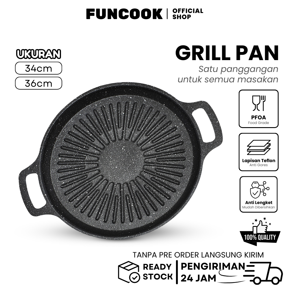 Jual Grill Pan Anti Lengket 3in1- Alat Pemanggang Wajan Bulat Anti ...