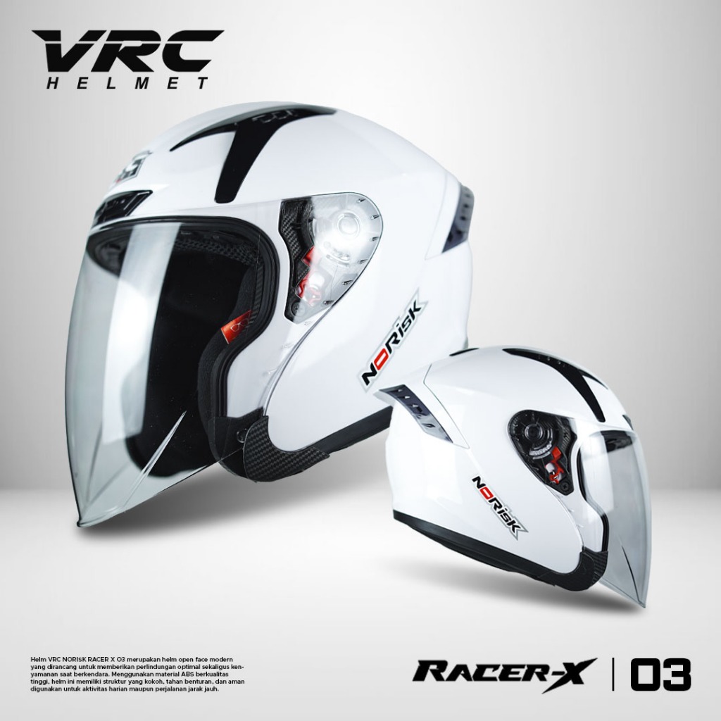 Jual Helm VRC NORISK Putih Original Helm Half Face Terbaru SNI / Helm ...