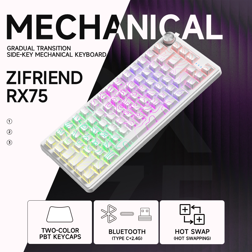 Jual ZIFRIEND RX75 PRO Wireless Keyboard 5PIN Hotswap Gaming Mechanical ...