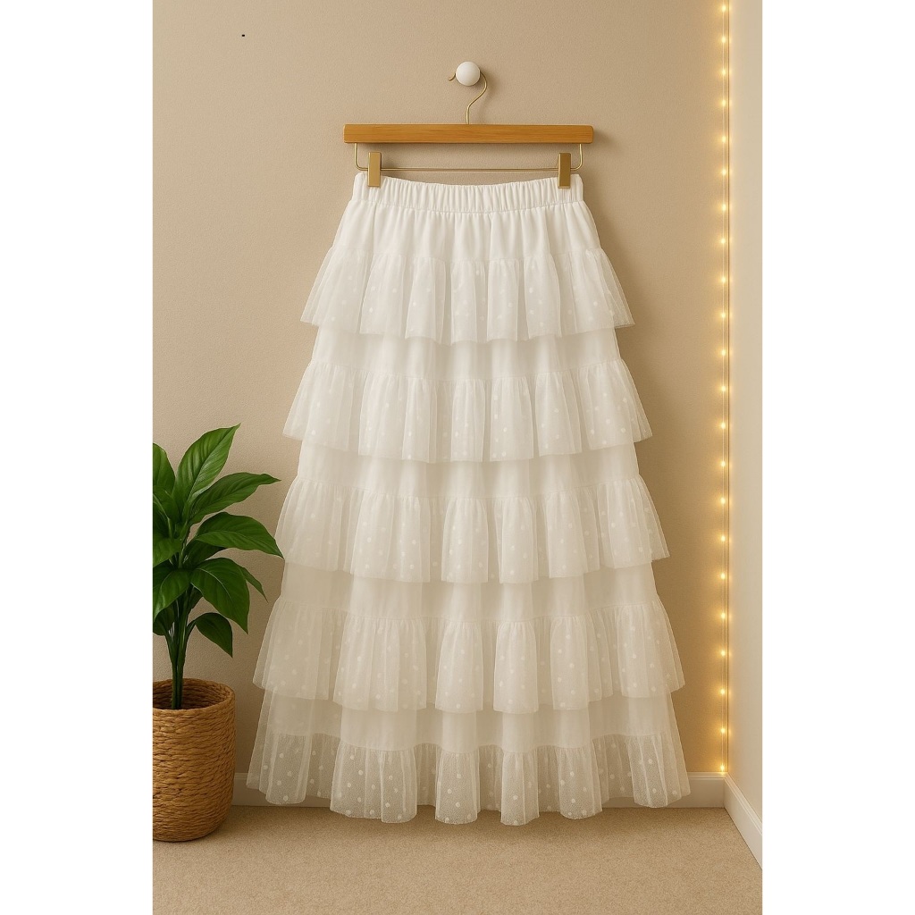 Jual Rok Ruffle Korean Style Model Terbaru 2026 Rok Susun Panjang Bahan ...