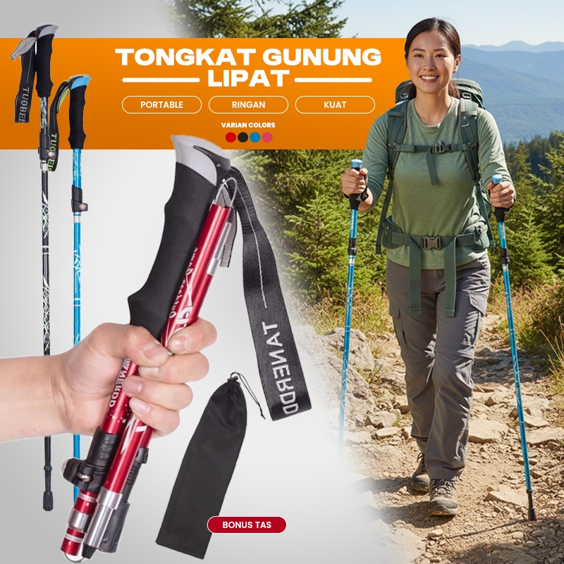 Jual Tracking Pole Type Folding Tongkat Gunung Untuk Hiking Terbuat ...