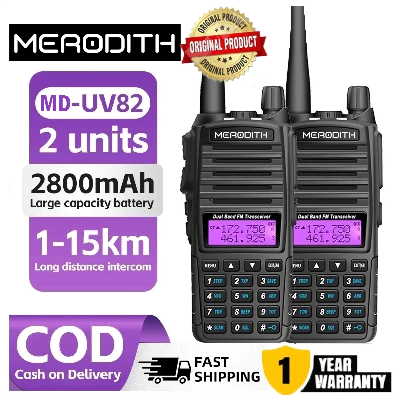 Jual MERODITH UV82 HT Handy Talky Dual band VHF UHF FM Walkie Talkie 8 ...
