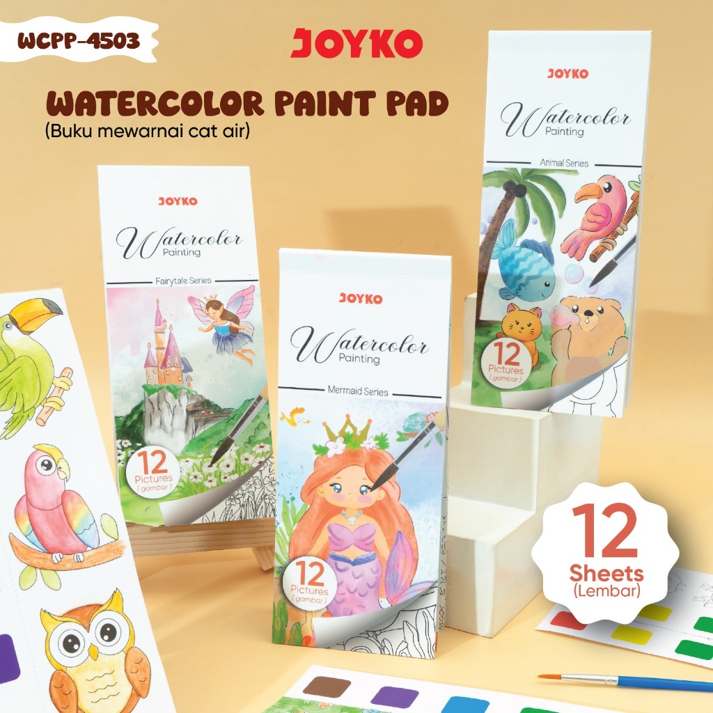 Jual JOYKO 1 Set Paket Lukis Anak Isi 12 Lembar Free Kuas Buku Mewarnai ...