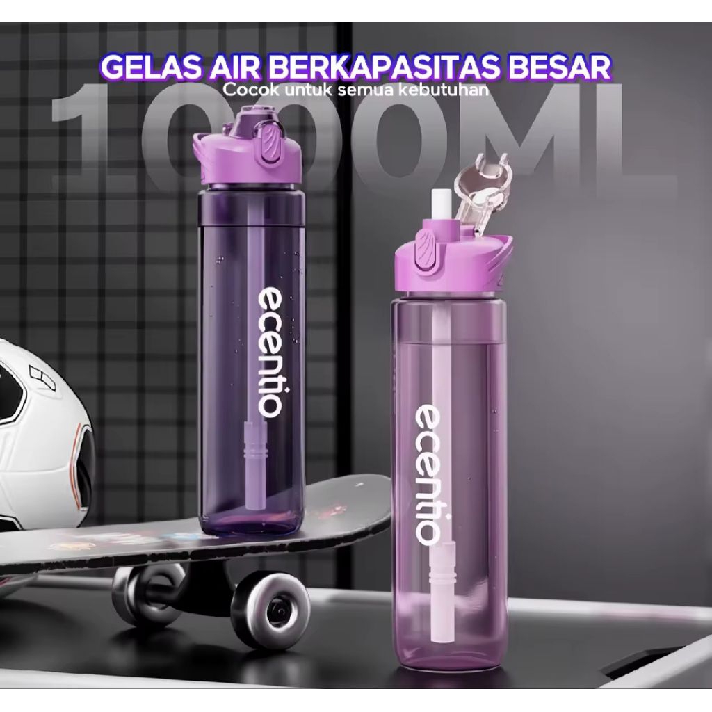 Jual Ecentio Botol Minum Sport Outdoor (1 Liter) Warna Lilac. | Shopee ...
