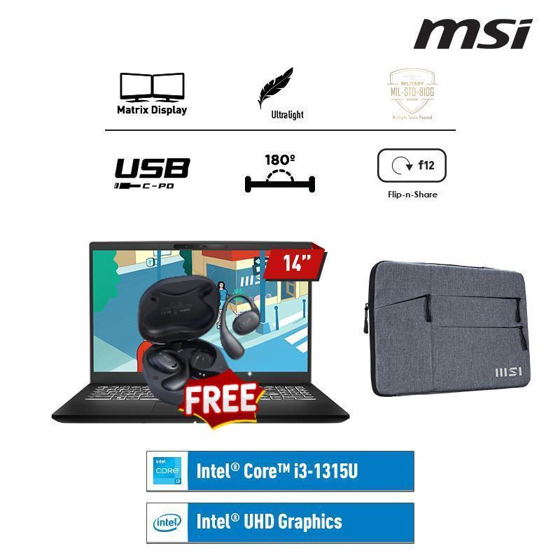 Jual [FREE MOUSE ] MSI Modern 14 F13MG 9S7-14S121-498/Core i3-1315U/8GB ...