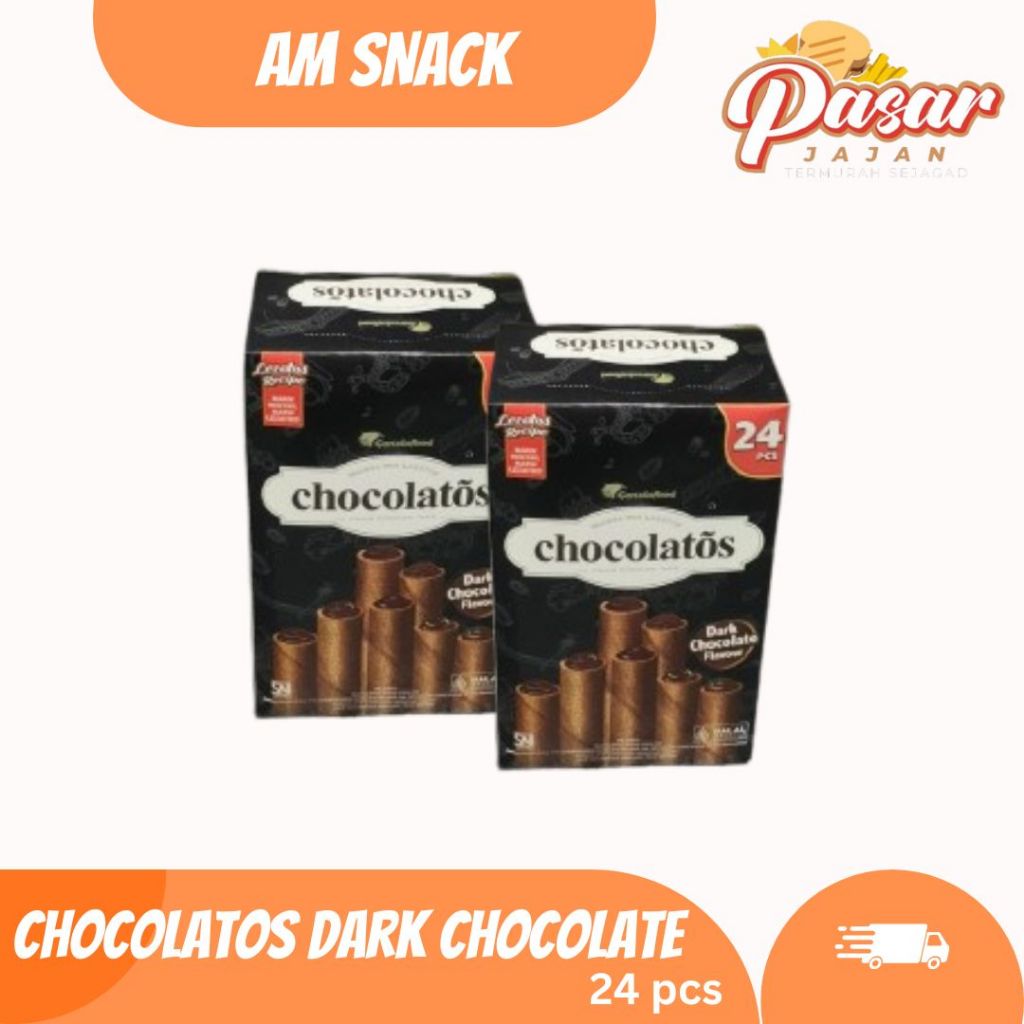 Jual Chocolatos Dark Chocolate Wafer Roll Isi 24pcs / 13gram | Shopee ...